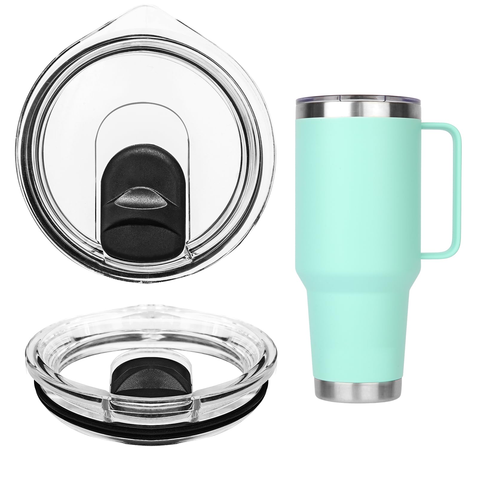 2 Pack Tumbler Lids for YETI, Replacement Lids Compatible with YETI 35/42 oz Tumbler with Handle, 30 oz Travel Mug, 26 oz Straw Cup, 14 oz Mug, BPA Free Cup Lids with Magnetic Slider Switch