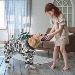 Kuoser Dog Surgery Suit Female Spay, Soft Dog Pajamas, Long Sleeve Dog Recovery Suit, Dog Clothes Onesie for Surgery, Pet Neuter Spay Bodysuit Apparel with Zipper, E-Collar & Cone Alternative