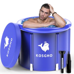 Ice Bath Tub for Athletes, X-Large 113 Gallons Ice Plunge Tub with Cover, Ice Pod Cold Bath Plunge Tub for Cold Water Therapy and Recovery, Thicken Cold Tub Ice Baths at Home & Outdoor