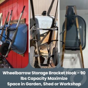 AMTHKNO Wheelbarrow Storage Bracket/Hook - 90 lbs Capacity, Maximize Space in Garden, Shed or Workshop