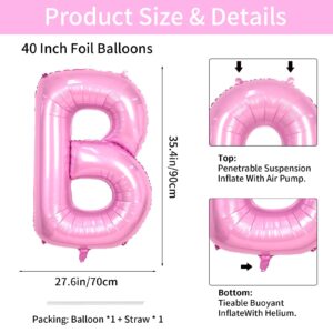 Biapian 40 Inch BRIDE Letter Balloons, Pink BRIDE Foil Balloons, 5 Pcs Giant BAby Pink Foil Large Letters Balloon Helium for Wedding Bridal Shower Anniversary Bachelorette Engagement Party Decoration