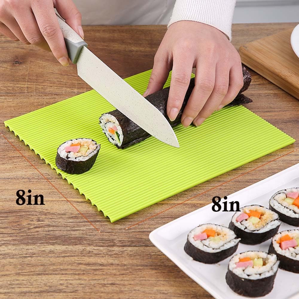 Fejapa Silicone Sushi Making Kit Sushi Mat Sushi Roller for Beginner Rice Rolling Mat Non Stick Japanese Reusable Sushi Plate Mat Homemade for Kitchen DIY Spam Musubi Mold