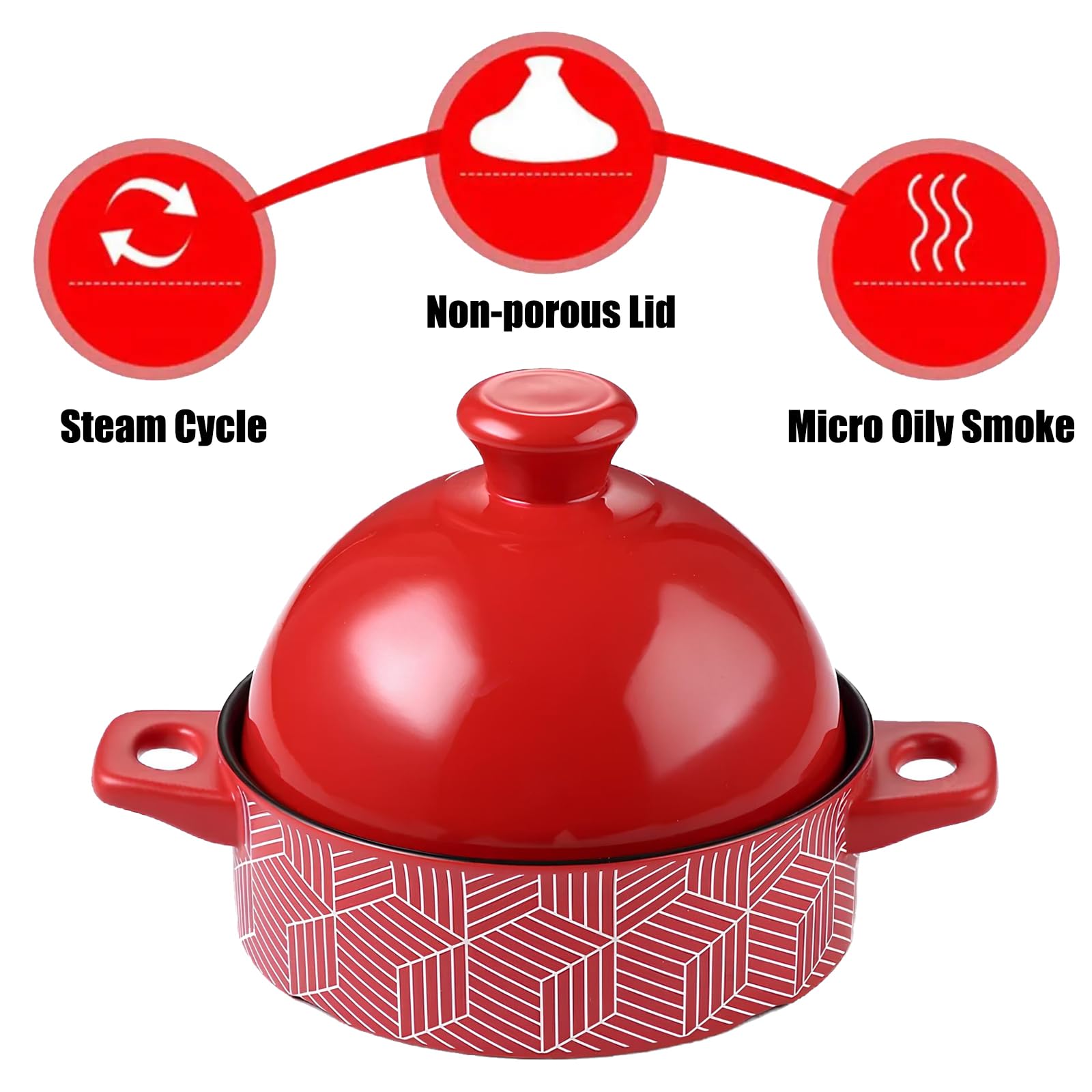 Xgxoz Ceramic Tajine Cooking Pot Ceramic Pots, Tajine Cooking Pot with Lid, Stew Casserole Slow Cooker for Home Kitchen