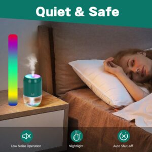 Mini Humidifiers for Bedroom, 200ml Cool Mist Humidifiers for Home Nursery Indoor Plants, Room Humidifiers for Bedroom Quiet Easy Clean Auto Shut-off Top Fill Humidifier for Car Office Desktop, Green