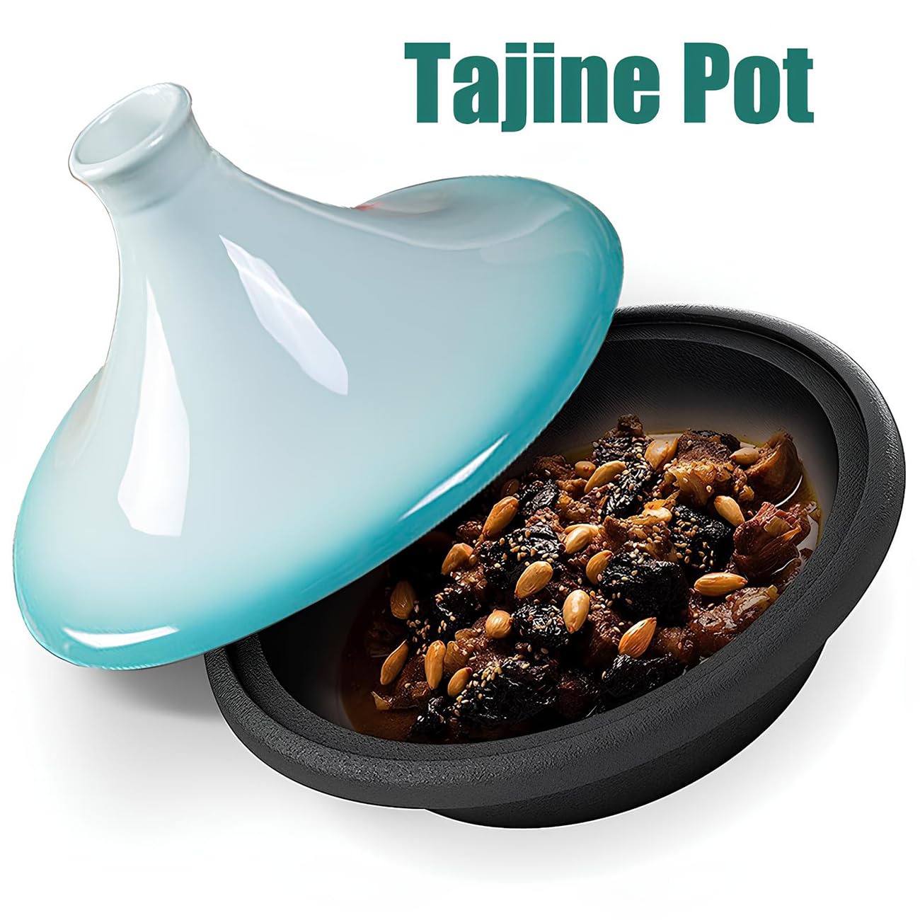 Xgxoz Tagine Pot for Cooking 27Cm Enameled Cast Iron Tagine Pot Ceramic Pots for Cooking, Non Stick Chemical Free Stew Casserole Slow Cooker