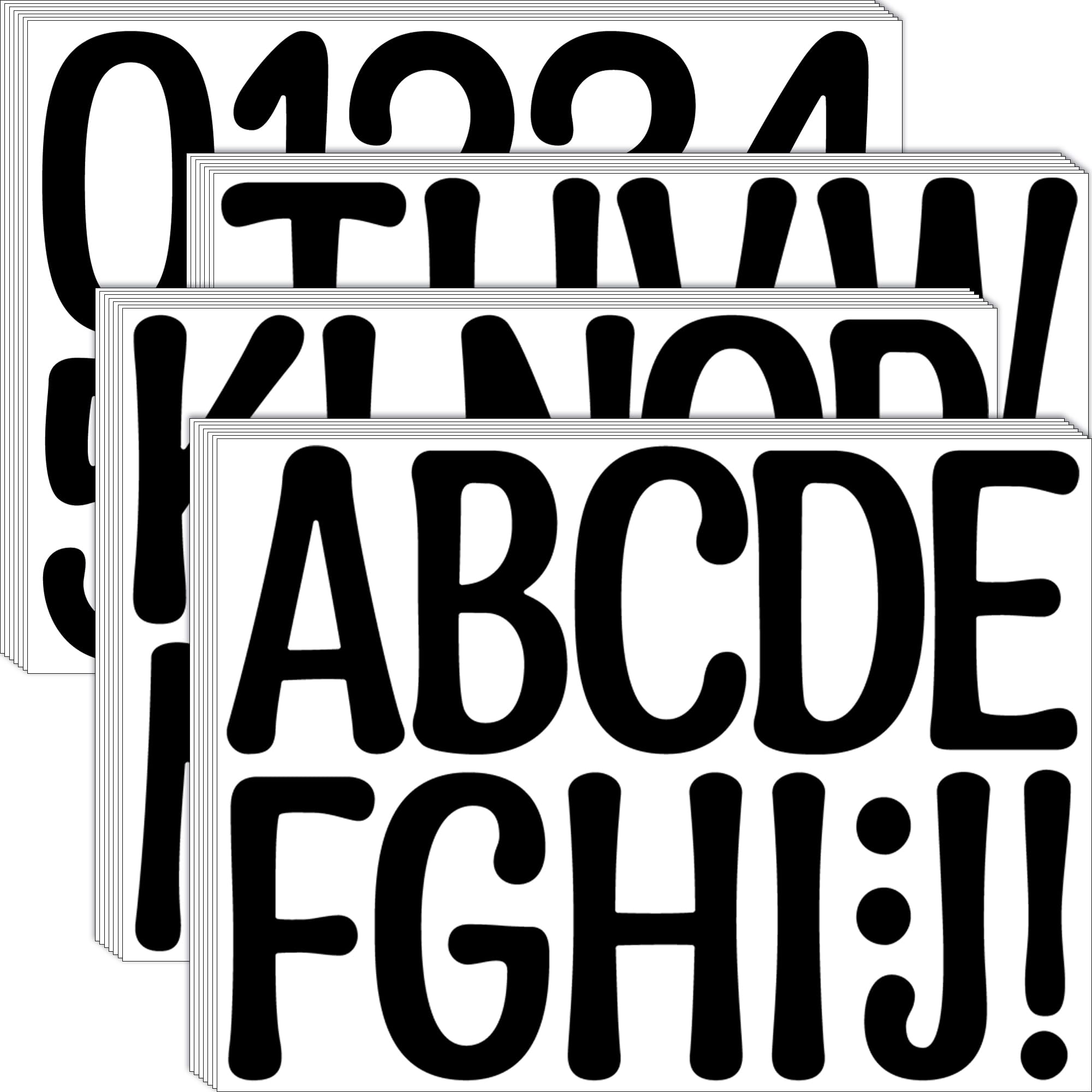 24 Sheets 1200 PCS Large Letter Stickers 4 Inch Alphabet Number Letter Stickers Vinyl Self Adhesive Stickers Letters for Poster Bulletin Boards Window Door Mailbox Crafts Classroom Home Decor (Black)