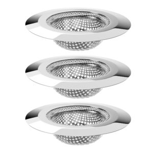 mr.siga bathtub drain strainer, stainless steel shower bathtub drain hair catcher, bathroom sink drain strainer, 3 pack