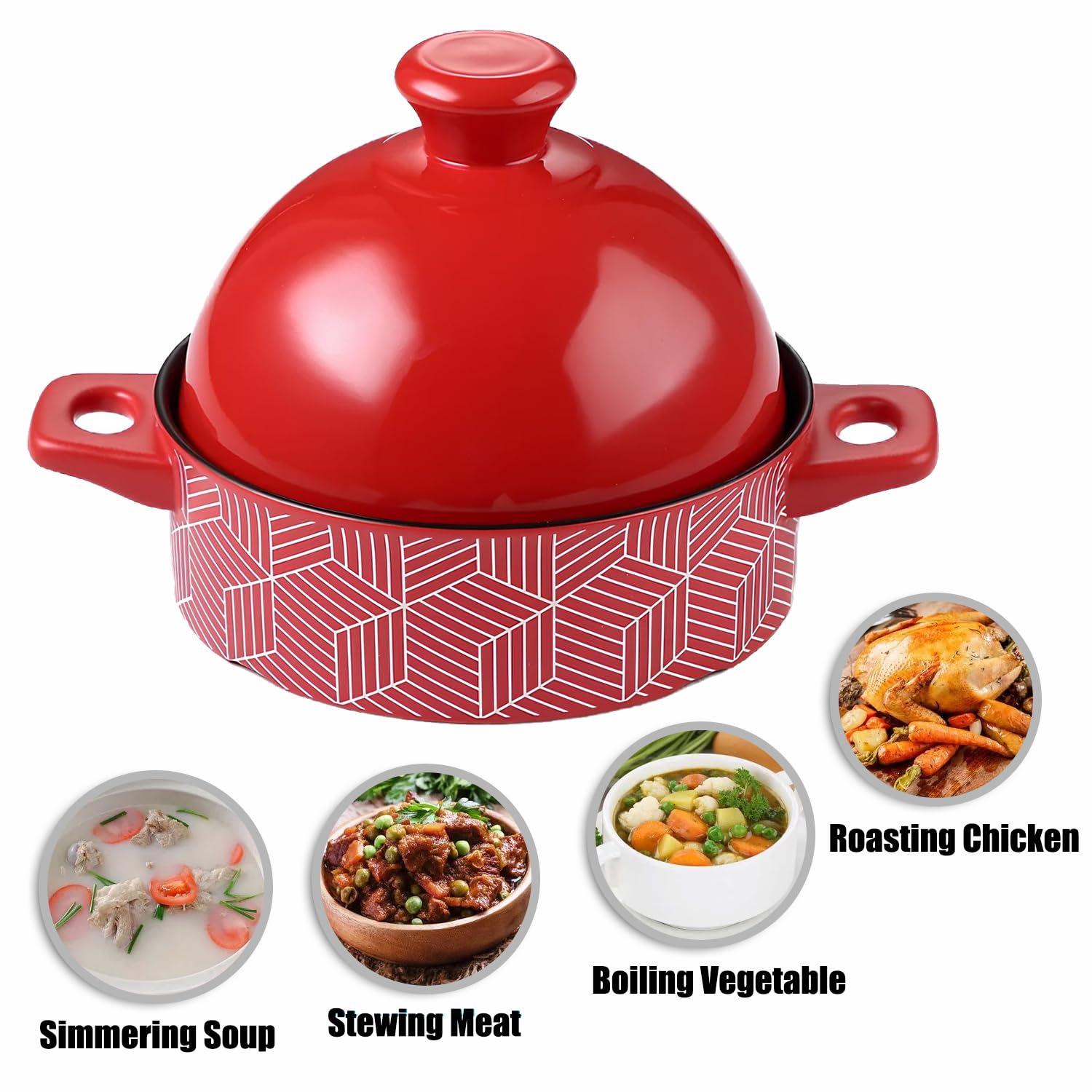 Xgxoz Ceramic Tajine Cooking Pot Ceramic Pots, Tajine Cooking Pot with Lid, Stew Casserole Slow Cooker for Home Kitchen