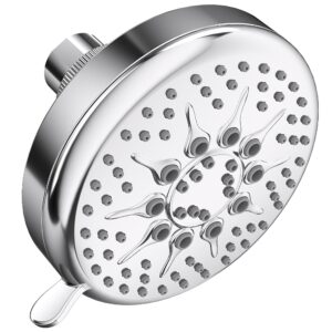 gimbelen 5 settings high pressure shower head, 4 inch high flow bathroom rain fixed shower heads, duchas para shower modernas with pressure boosting, 1.75 gpm, polished chrome