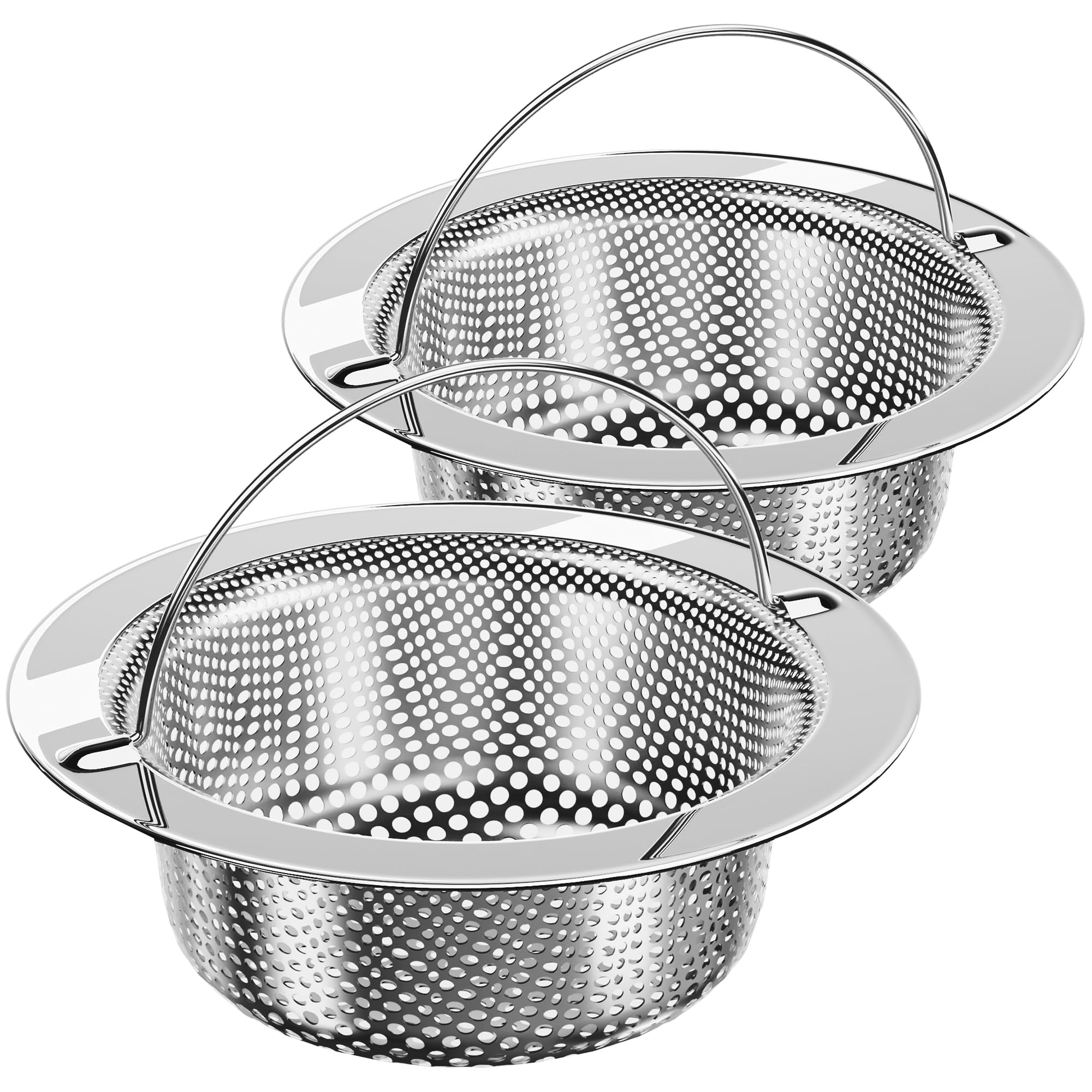 MR.SIGA Kitchen Sink Strainer, Stainless Steel Sink Drain Strainer, Dishwasher Safe, 2 Pack