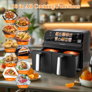 ChefRobot Air Fryer 8 Quart Dual Air Fryer TFT Screen Double Air Fryer for Family Size/Kitchen/RV