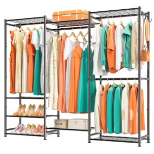 neatrays wardrobe closet heavy duty clothes rack, portable closet organizer system with 4 hang rods & 8 shelves, metal clothing rack garment rack for hanging clothes, max load 890 lbs