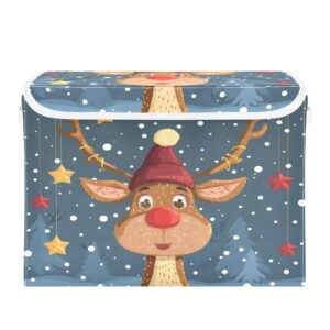 dalawu containers baskets with lids christmas reindeer with red nose foldable storage bins organizer with lid collapsible storage boxes for home bedroom closet office