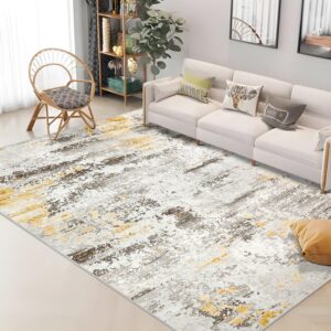 Washable Rug 8x10 Area Rugs: Abstract Rugs for Living Room Soft Non-Slip Machine Washable Area Rug Foldable Indoor Low Pile Large Rugs for Bedroom Dining Room Nursery Kitchen Office-Beige Rug 8x10