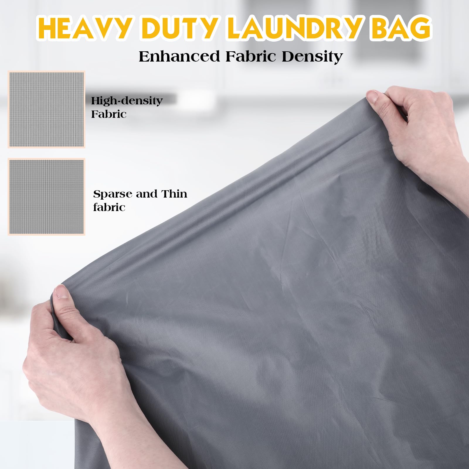 Sibba Dirty Laundry Bag Washable Travel Drawstring Pack Heavy Duty Clean Package Dirty Clothes Bag Collapsible with Handle Laundry Storage Reusable Organizer for Camp Fitness Clothes Basket (Grey)