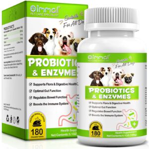 probiotics for dogs, 180 chews dog probiotics and digestive enzymes, promotes gut health, dog probiotics for bowel support, immunity health