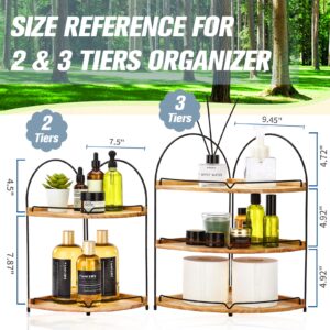 FairyHaus 2 Tier Bathroom Counter Organizer, Rustic Wood Bathroom Countertop Organizer, Versatile Bathroom Vanity Skincare Make Up Organizer