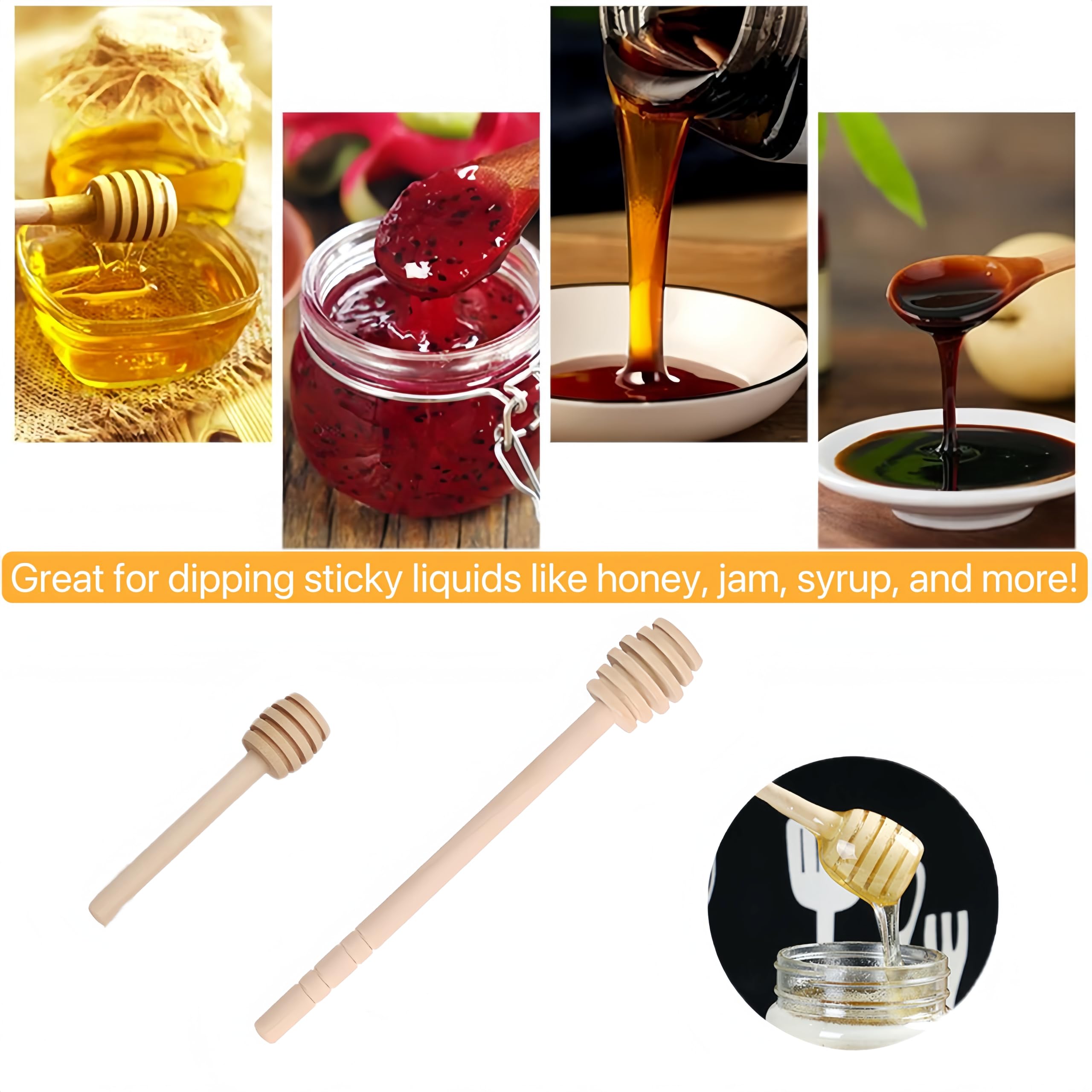 4 Pcs Wooden Honey Dipper Sticks,3 Inches Honey Comb Stick Honey Spoon Honey Wand for Honey Collecting Dispensing Drizzling Jam