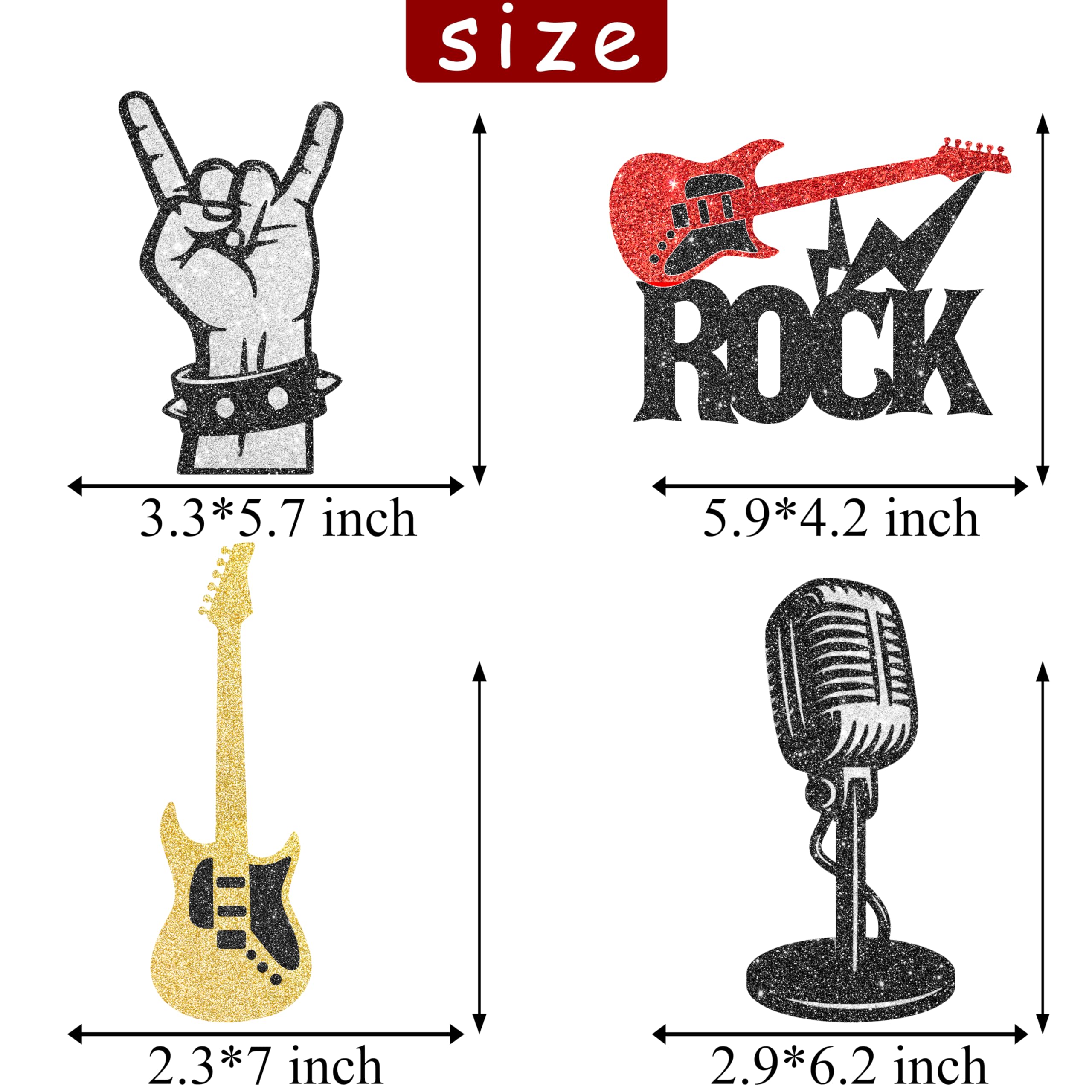 12pcs Rock and Roll Centerpiece Sticks Glitter Rock Music Party Centerpieces for Table Rock and Roll Party Table Toppers for Born to Rock Party Rockstars Birthday Party Baby Shower Supplies