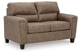 signature design by ashley navi loveseat, 61" w x 38" d x 39" h, dark brown