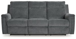 signature design by ashley barnsana minimalist power reclining sofa with usb charging ports, gray