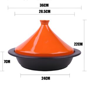 Xgxoz Enameled Cast Iron Tagine Pot Ceramic Tajine Cooking Pot with Ceramic Lid, for Stew Casserole Slow Cooker