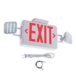 apmeetlux red exit sign with emergency lights, 200lm 3hours plug in emergency exit sign with lights battery backup for business,commerical emergency lighting combo ul 924 ac85-277v double face