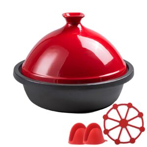 xgxoz enameled cast iron cooking pot with enameled ceramic lid, enameled cast iron tagine pot ceramic cooker pot for cooking