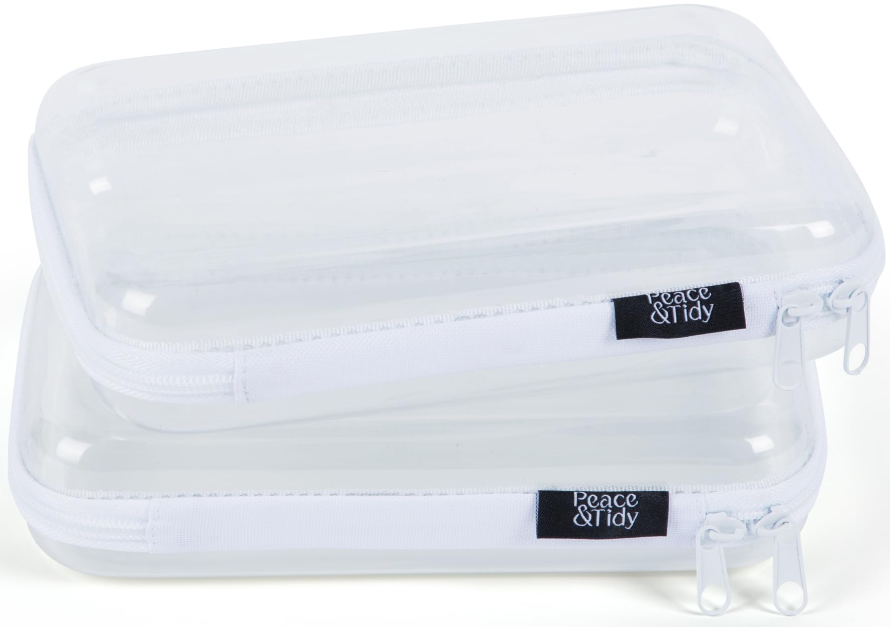 Peace & Tidy Hard-Sided Storage Case, Clear & White