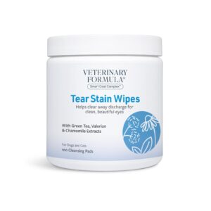 veterinary formula smart coat complex tear stain wipes for dogs & cats, 100 ct – gently wipe away debris and clean stains around the eyes of pets, fragrance-free and pre-saturated