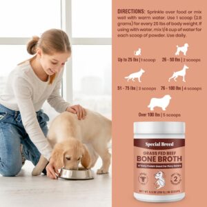 Special Breed Bone Broth Powder for Dogs and Cats - Dog and Cat Food Topper, Grass Fed Beef Broth Supplement, 9.5 oz