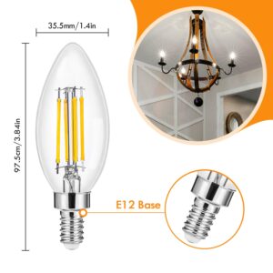 LEDIKON 12 Pack Dimmable E12 LED Candelabra Bulbs 60W Equivalent,2700K Soft Warm White Chandelier Light Bulbs,6W 530 Lumens Candle Light Bulbs for Chandelier Ceiling Fans