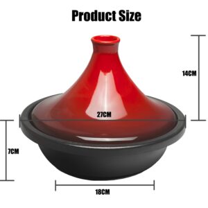 Xgxoz Cast Iron Tagine Pot for Cooking, Enameled Cast Iron Cooking Pot High-Quality Cookware with Enameled Cast Iron Base And Ceramic Cone-Shaped Lid