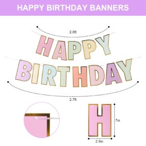 Happy Birthday Banner | Happy Birthday Sign | Birthday Decorations | Birthday Banner for Women Girls| Pastel Birthday Party Decor,Macaron Birthday Signs Banners (multicolour2)