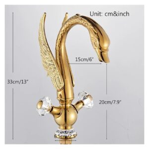 YAYAZUJI Gold Luxury Swan Basin Faucet Deck Mounted Bathroom Faucet Hot and Cold Crane Mixer Tap Bath Water Faucet Basin Sink Taps,Basin Faucet, Silver, ZS-998