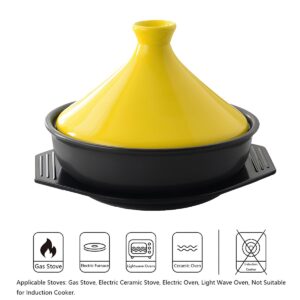 Xgxoz Ceramic Tajine Tagine Cooking Pot with Cone-Shaped Closed Lid, Ceramic Stew Pot Casserole Pot Multifunction Cookware for Stew Soup