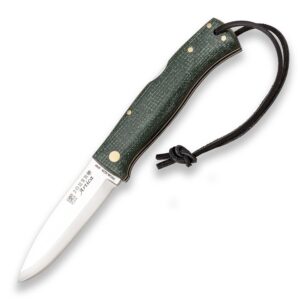 joker folding knife artica nv155 with green jute micarta handles, 3.15 inches 14c28n blade, scandi grind, fishing, hunting, camping, and hiking tool