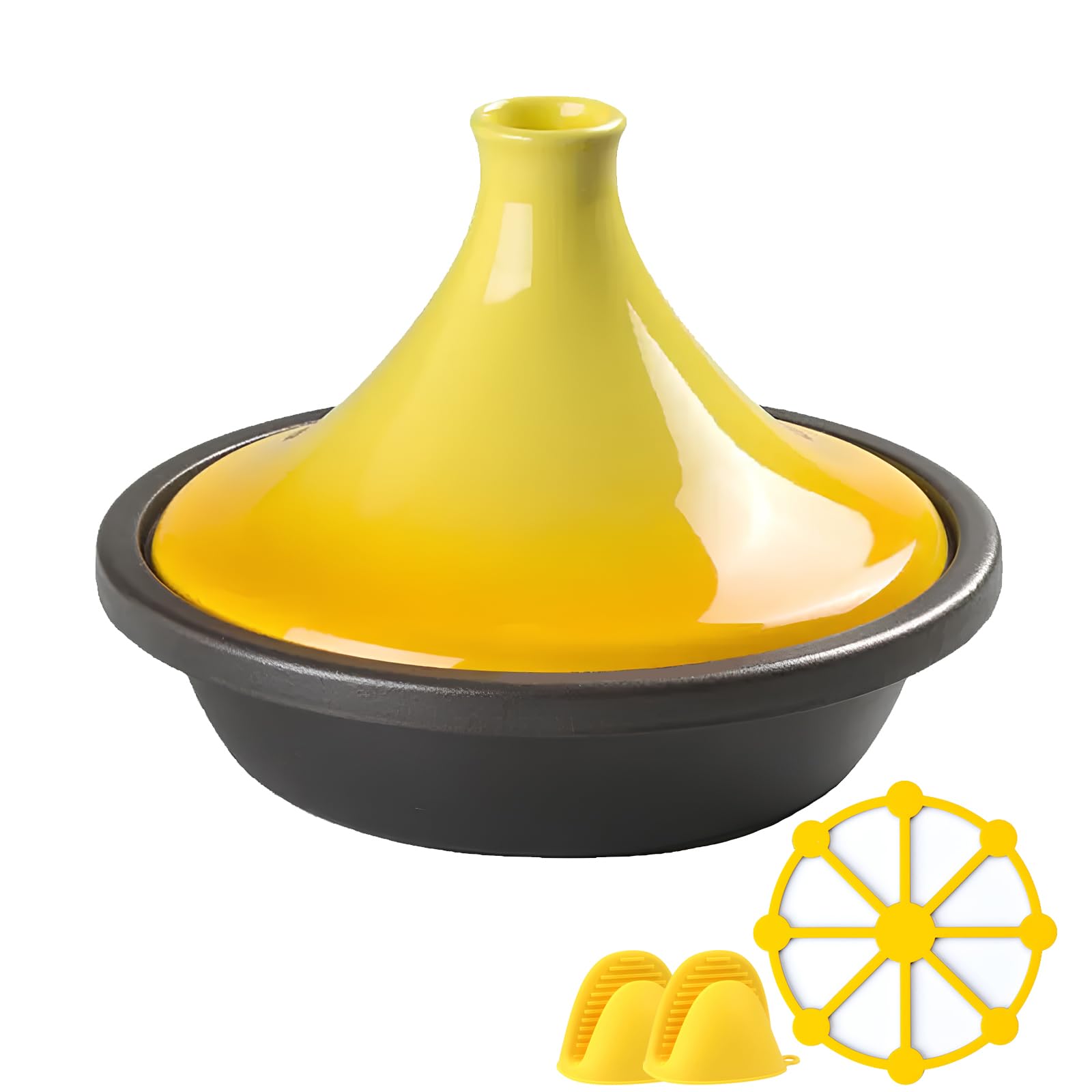 Xgxoz Cast Iron Tagine Pot for Cooking, Enameled Cast Iron Cooking Pot with Enameled Cast Iron Base And Ceramic Lid, Non Stick Tajine Pot Tagine Cooking Pot