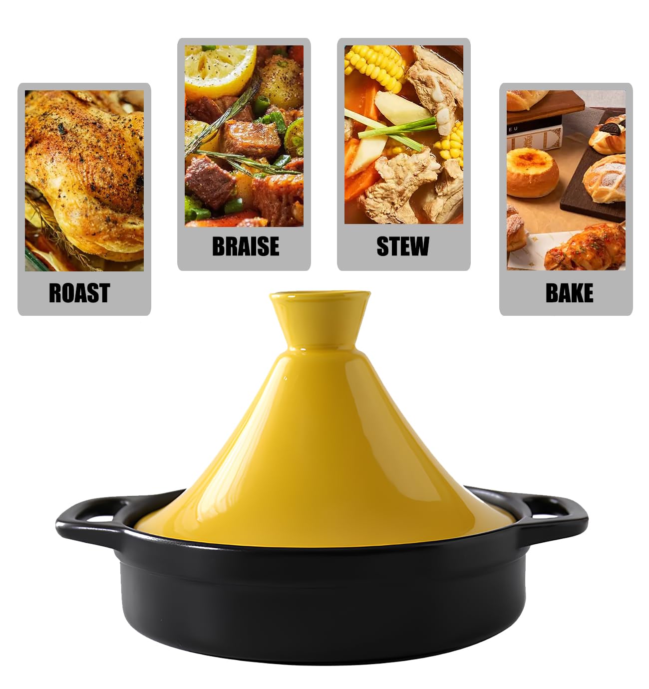 Xgxoz Tagine Cooking Pot, Ceramic Tagine Cookware with Handle, Ceramics Pot Tajine Cooking Cookware Nonstick Saucepan for Home