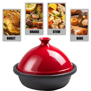 Xgxoz Enameled Cast Iron Cooking Pot with Enameled Ceramic Lid, Enameled Cast Iron Tagine Pot Ceramic Cooker Pot for Cooking