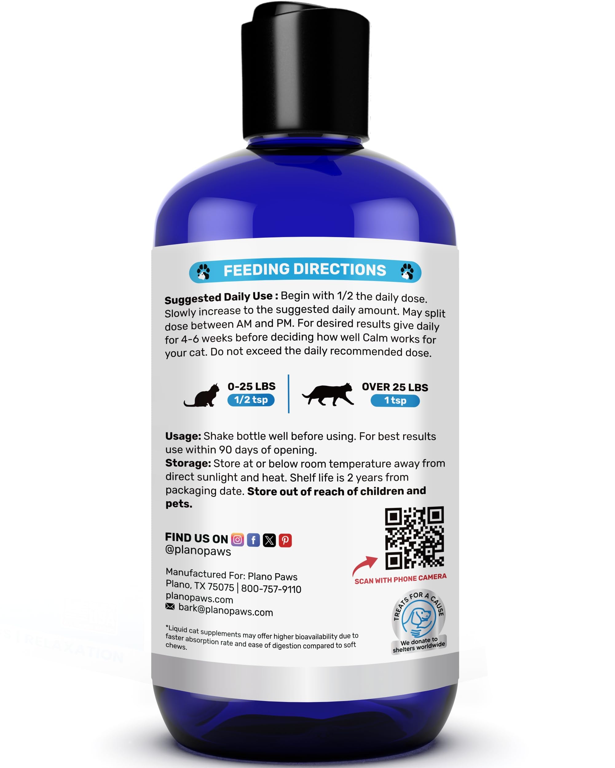 Cat Anxiety Relief 90 Day Supply - Faster Absorption Than Cat Calming Treats - Cat Calming Products for All Ages - Liquid Calming Cat Treats for Sleep Aid - 8 Ingredient Blend + Cat Melatonin