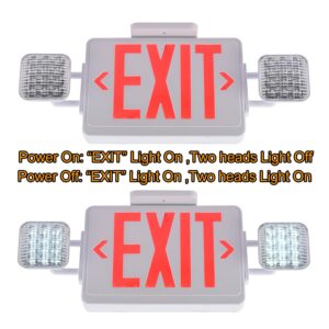 Apmeetlux Red Exit Sign with Emergency Lights, 200lm 3Hours Plug in Emergency Exit Sign with Lights Battery Backup for Business,Commerical Emergency Lighting Combo UL 924 AC85-277V Double Face