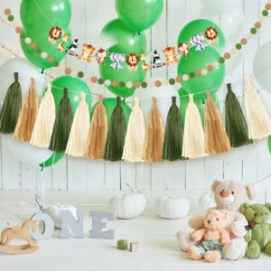 Hahafelt 3 Pcs Jungle Safari Animal Banners Wild Animal Birthday Party Decorations Woodland Animal Theme Banner Felt Ball Tassel Garland for Zoo Safari Animal Birthday Decor Baby Shower Supplies