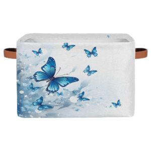 gumuslen spring blue butterfly storage basket organizer bin with handles for clothes storage, gift bakets, toy box, book basket for office home rooms laundry playroom dorm