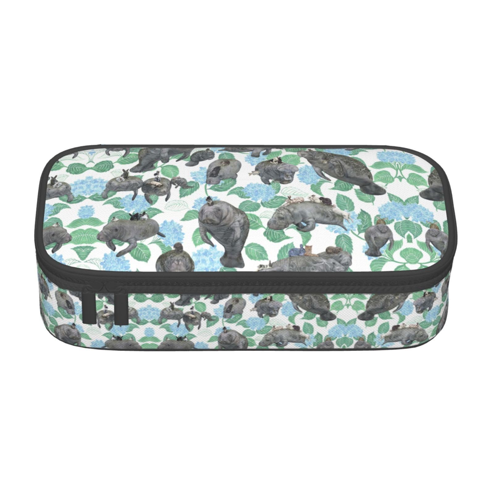 YQxwJL Rabbits Manatees Print Large Capacity Pencil Pouch Storage Bag Cosmetic Bag Pen Bag Simple Pencil Bag For Adults