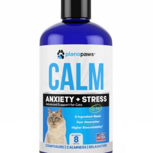 Cat Anxiety Relief 90 Day Supply - Faster Absorption Than Cat Calming Treats - Cat Calming Products for All Ages - Liquid Calming Cat Treats for Sleep Aid - 8 Ingredient Blend + Cat Melatonin