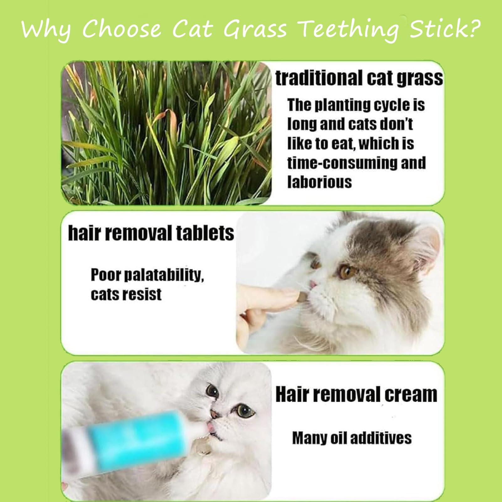 Generic Cat Grass Teething Sticks for Indoor Cats, 60/80 Pcs Chew Sticks for Cats for Hairball Removal, Cat Teeth Cleaning Cat Grass Sticks, Natural Grass Molar Rod for Cat Increase Appetite (60Pcs)