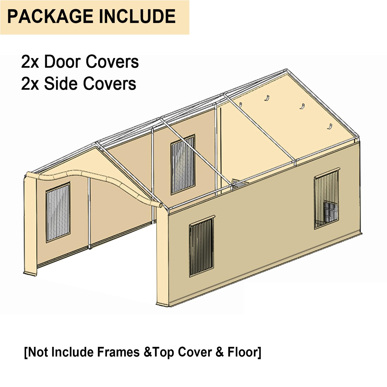 CooTentler 20x12x10FT Portable Paint Booth Covers Replacement (Not Include Frames & Top Cover & Floor)