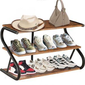 xiconbao 3-tier shoe rack door entrance : standing wood shoe rack,entryway organizer for hallway, living room, closet, bedroom.