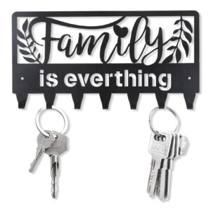 bitalye family key holder for wall,black metal decorative key hooks on wall,key organizer rack for hallway,entryway,front door,office(family is everthing 11 x 5.8 x 0.63inch)